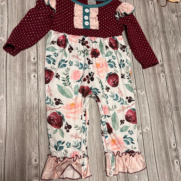 One Pieces | Boutique Style Burgundy And Cream Onesie | Poshmark